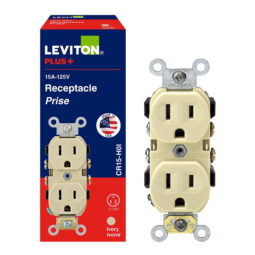 Leviton Spec Grade Duplex Receptacle, Ivory | The Home Depot Canada