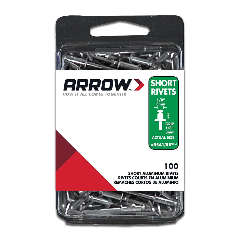 Arrow Short aluminium 1/8"" rivet (100-Pack) | The Home Depot Canada