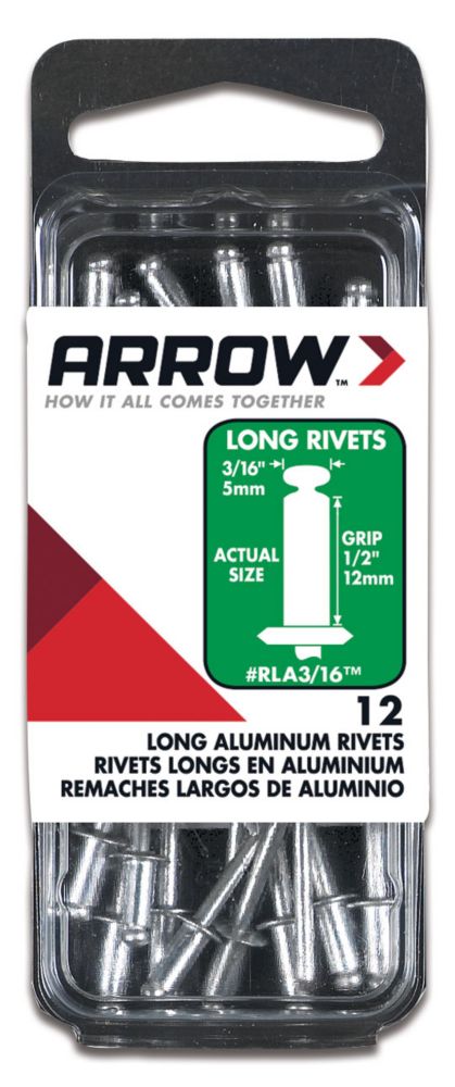 Long aluminum 3/16"" rivet (50-Pack)