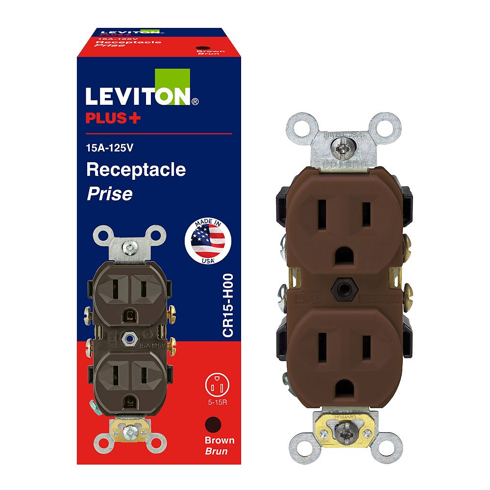 Leviton Decora Duplex Receptacle, Brown | The Home Depot Canada