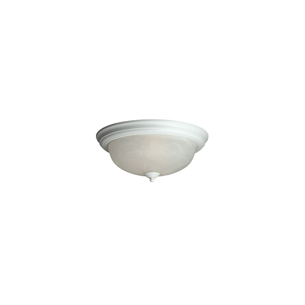 Hampton Bay 15-inch Ceiling Light Fixture in White with Marbled Glass ...