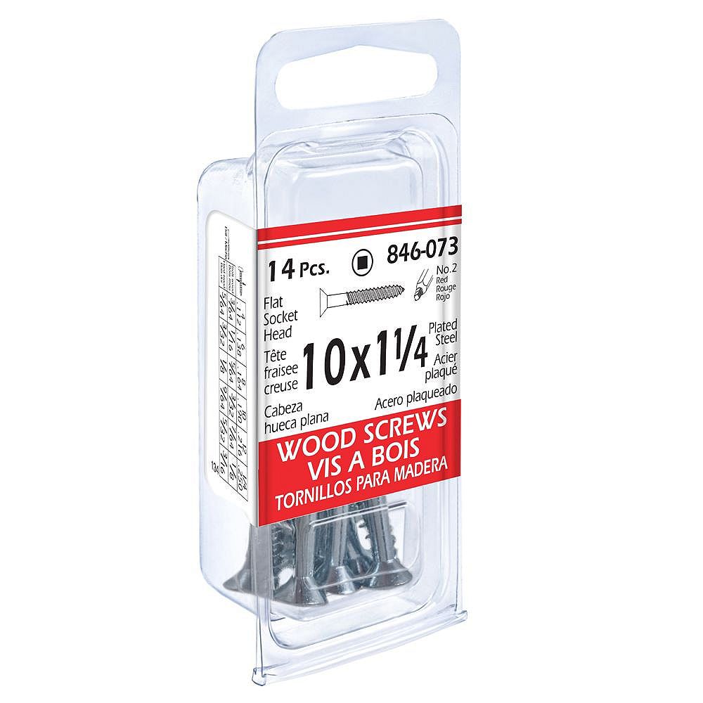 Paulin #10 x 1-1/4-inch Flat Head Square Drive Wood Screws - Zinc ...