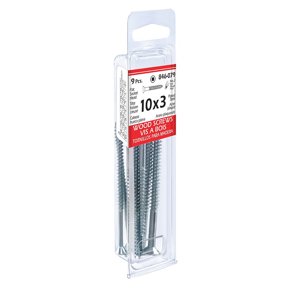 Paulin #10 x 3-inch Flat Head Square Drive Wood Screws - Zinc Plated ...