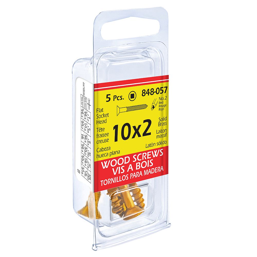 Paulin #10 x 2-inch Flat Head Square Drive Wood Screws - Brass - 5pcs ...