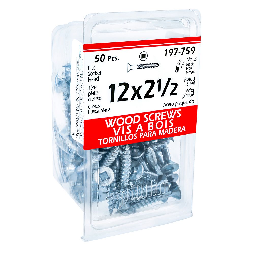 Paulin #12 x 2-1/2 -inch Flat Head Square Drive Steel Wood Screws Zinc ...