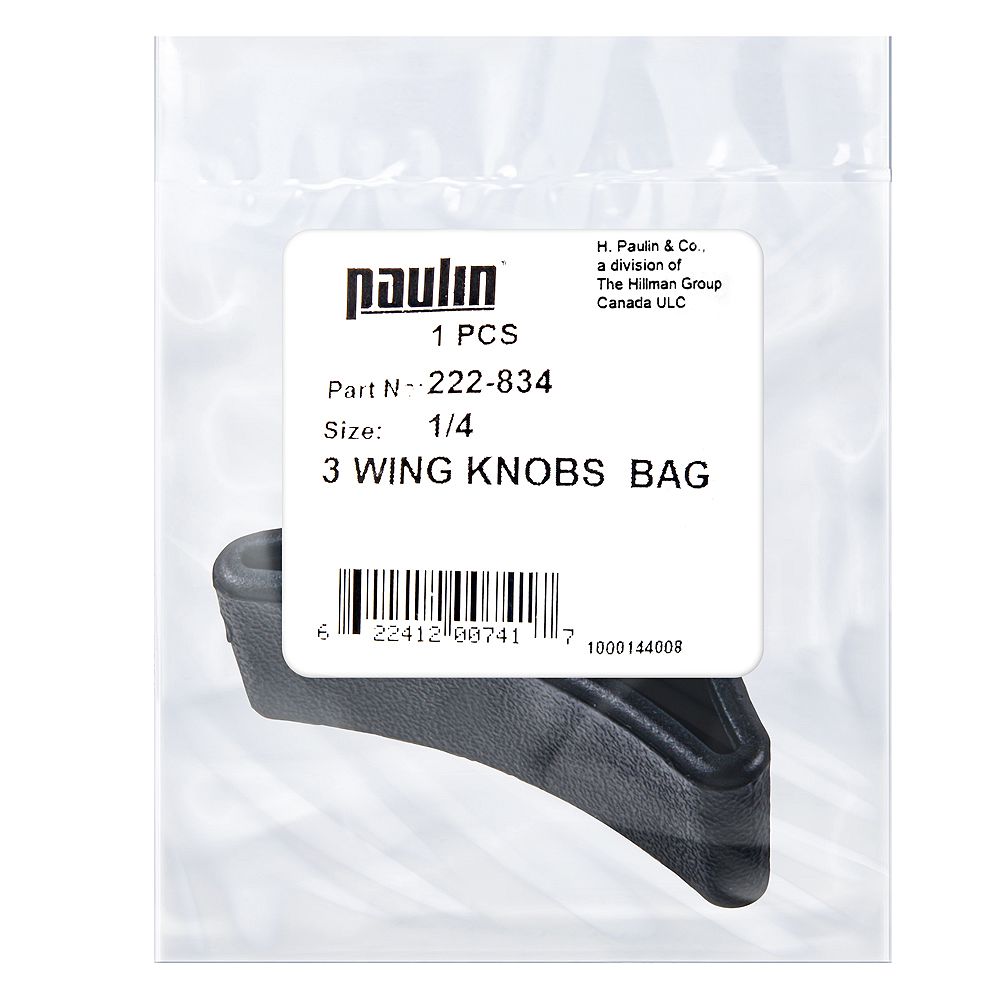 Paulin 1/4-inch 3 Wing "T" knob in Black - 1 pc | The Home Depot Canada