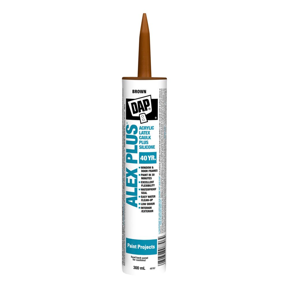 Calfeutrant au latex acrylique avec silicone ALEX PLUS 300mL marron