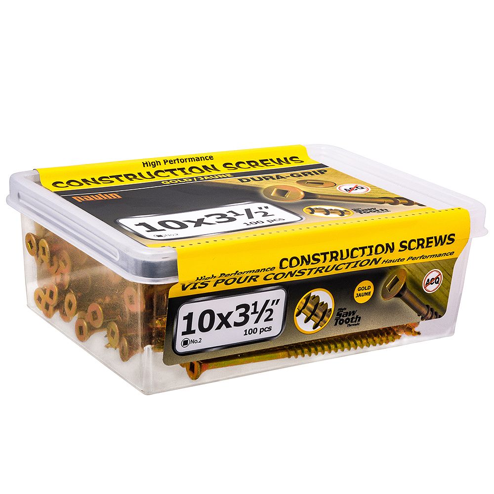 Paulin #10 x 3-1/2-inch Flat Head Square Drive Construction Screws in ...