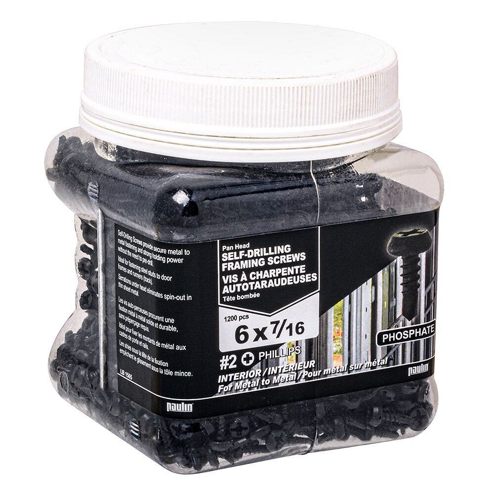 Paulin #6 x 7/16-inch Pan Head Phillips Drive Self-Drilling Phosphate ...