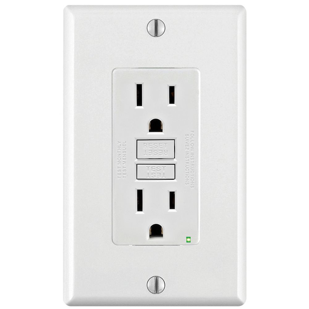 Leviton Prise à DDFT profilée non-inviolable Decora de 15 A avec plaque ...