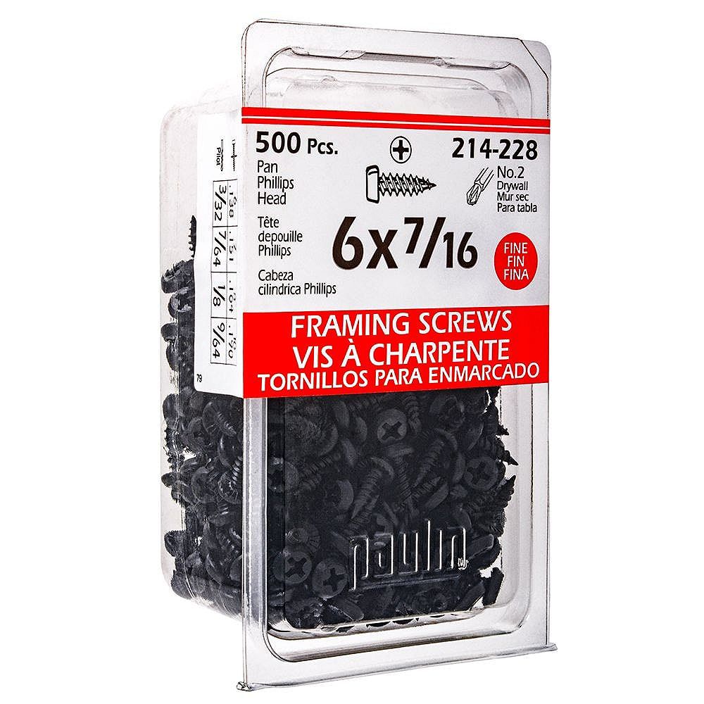 Paulin #6 x 7/16 -inch Pan Head Phillips Drive Framing Screws Zinc ...