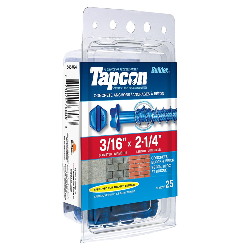 Tapcon 3 16 inch X 2 1 4 inch Slotted Hex Head Concrete Screw 25 Pack tapcon-3-16-inch-x-2-1-4-inch-slotted-hex-head-concrete-screw-25-pack