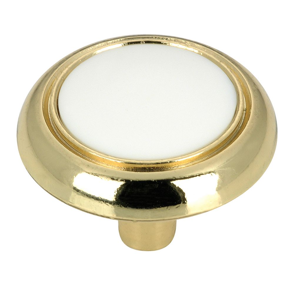 Richelieu 1 1/4 in (31.8 mm) Brass, White Eclectic Cabinet Knob | The ...