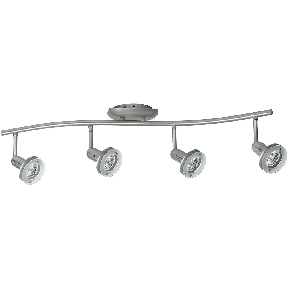 Hampton Bay 4 Light Floating Glass Ring Wave Bar Fixture Brushed Steel ...