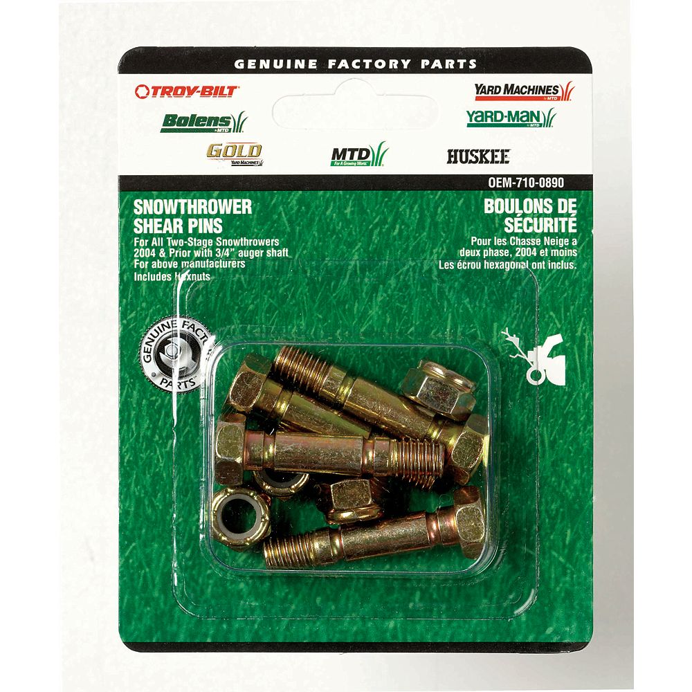 MTD Genuine Factory Parts 1.5-inch Snowblower Shear Bolts with Nuts for ...