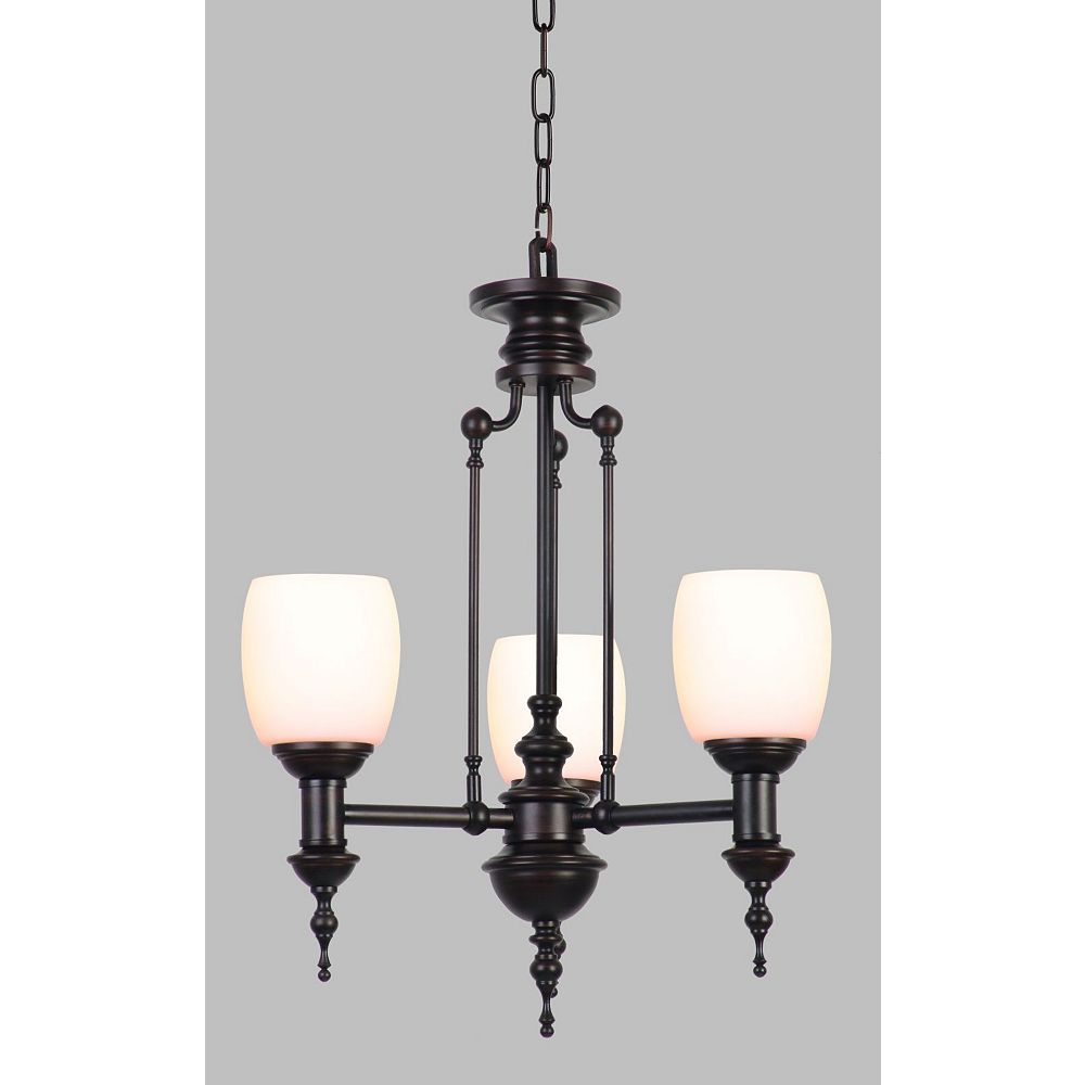 Hampton Bay Bennington Collection, 3 Light Chandelier | The Home Depot ...