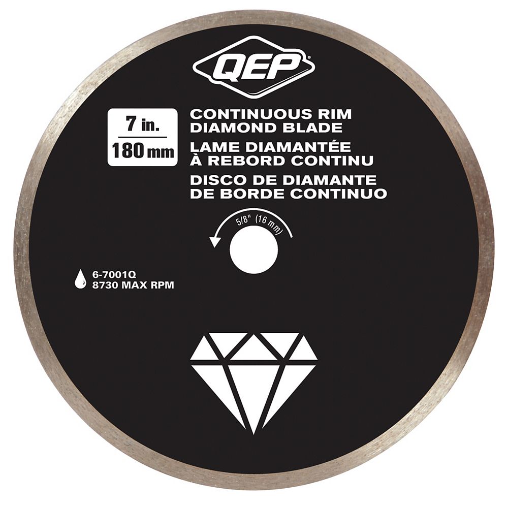 QEP 7 Inches Diameter Continuous Rim Diamond Tile Saw Blade 7/8-5/8 ...