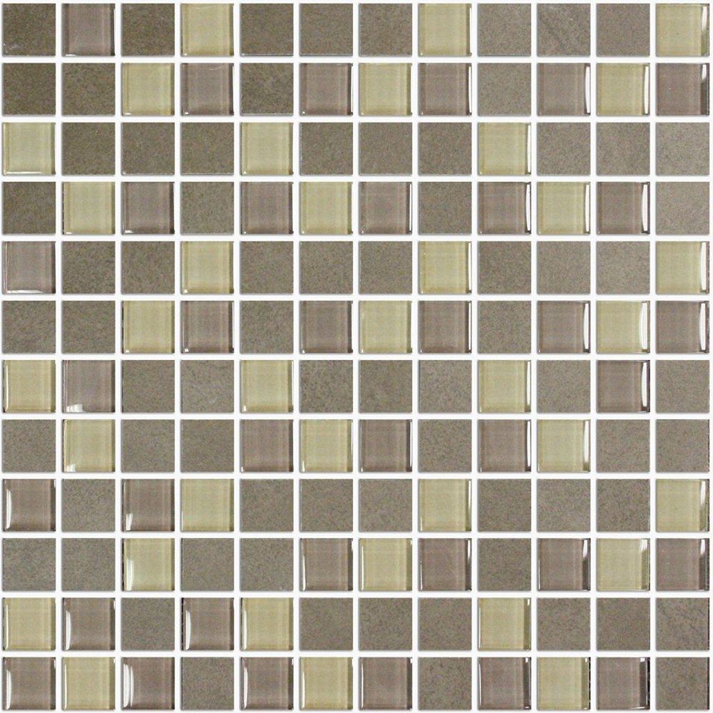 Modamo Autumn Leave Porcelain 1-inch x 1-inch Glass Blend Mosaic Tile ...