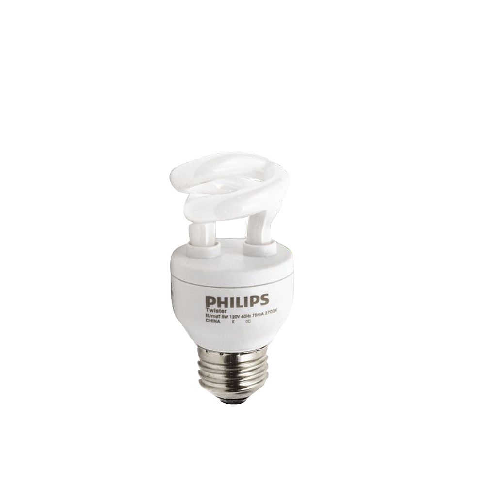 Philips CFL 5W = 25W Mini Twister Soft White (2700K) | The Home Depot ...