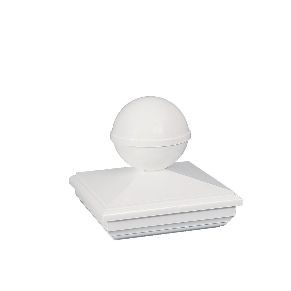 Classy Caps 4X4 New England Ball White Pvc Post Cap | The Home Depot Canada