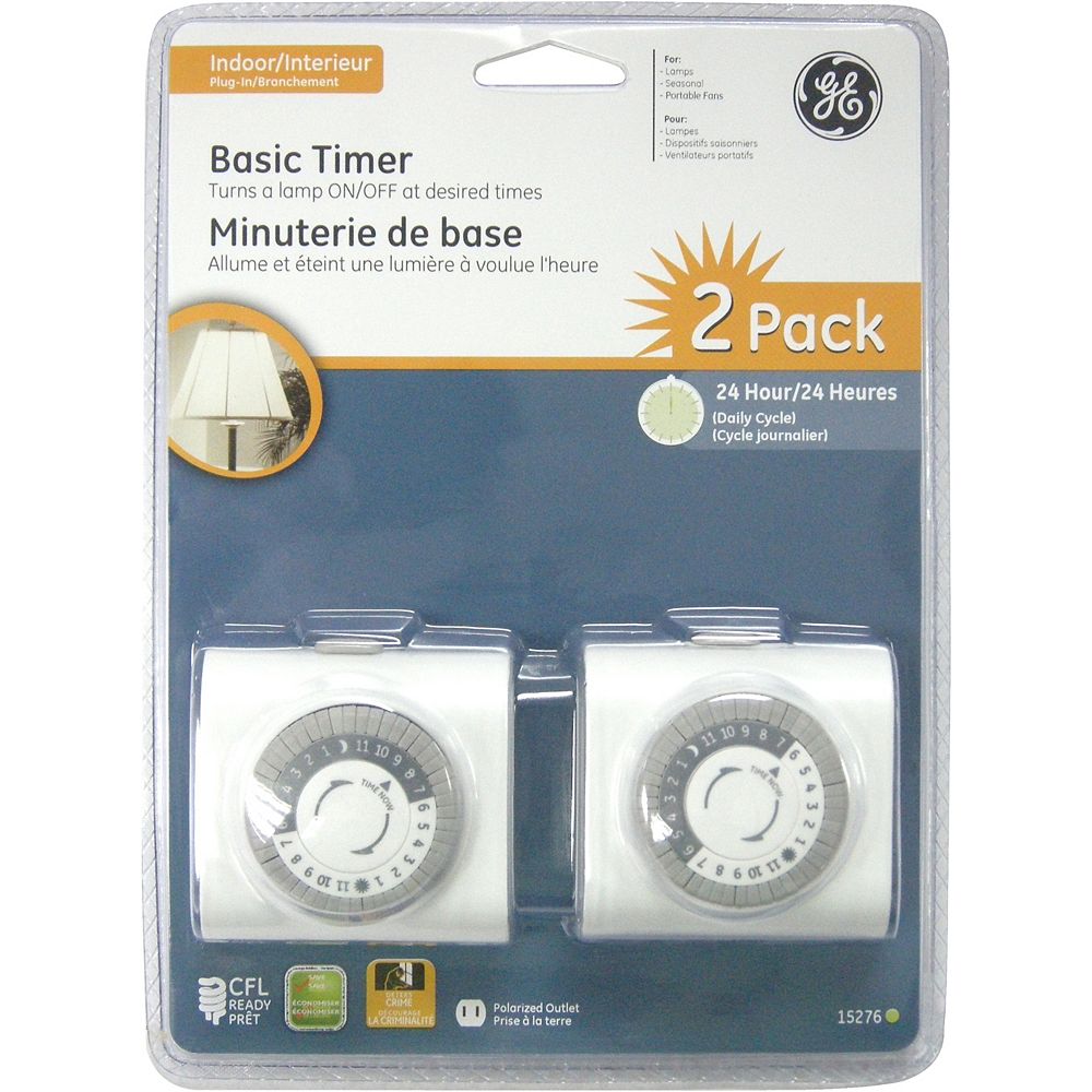GE Plug-In Mechanical Timer White - 2 Pack | The Home Depot Canada