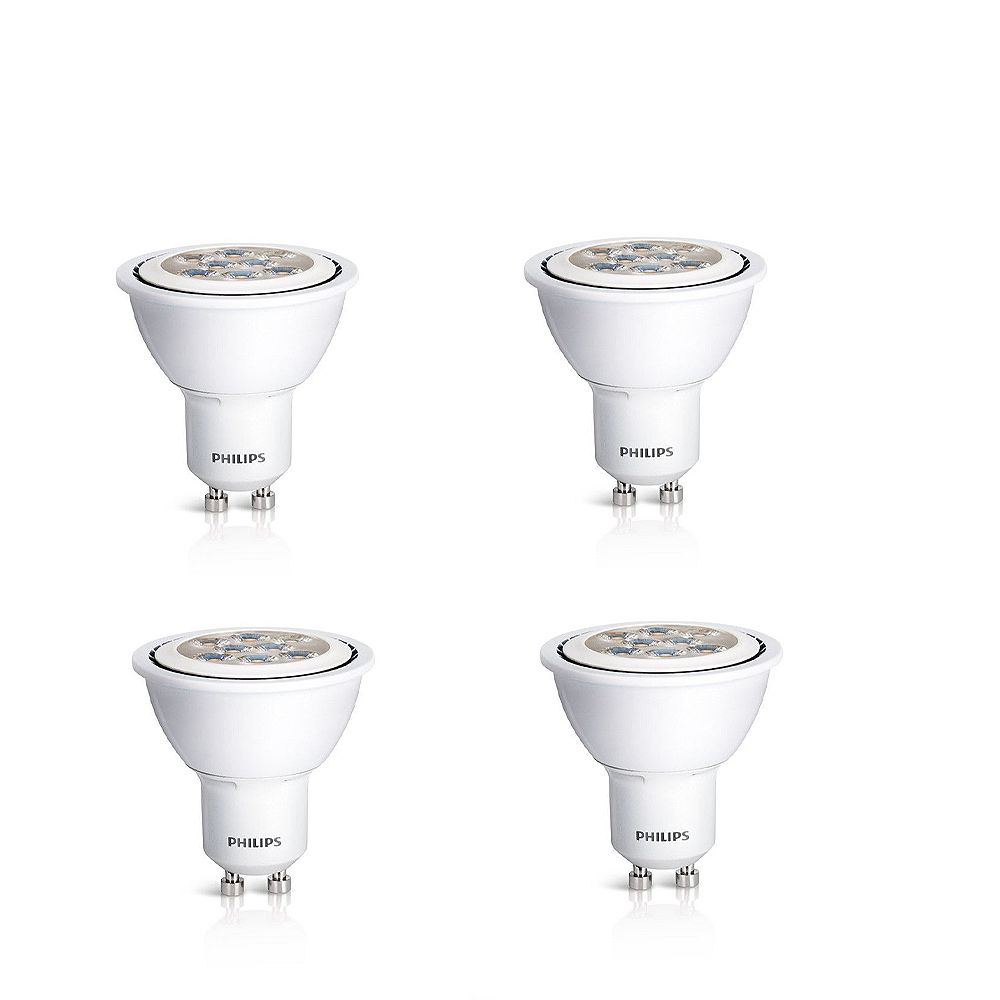 Philips Led 6w 50w Gu10 Bright White 3000k Case Of 4 Bulbs