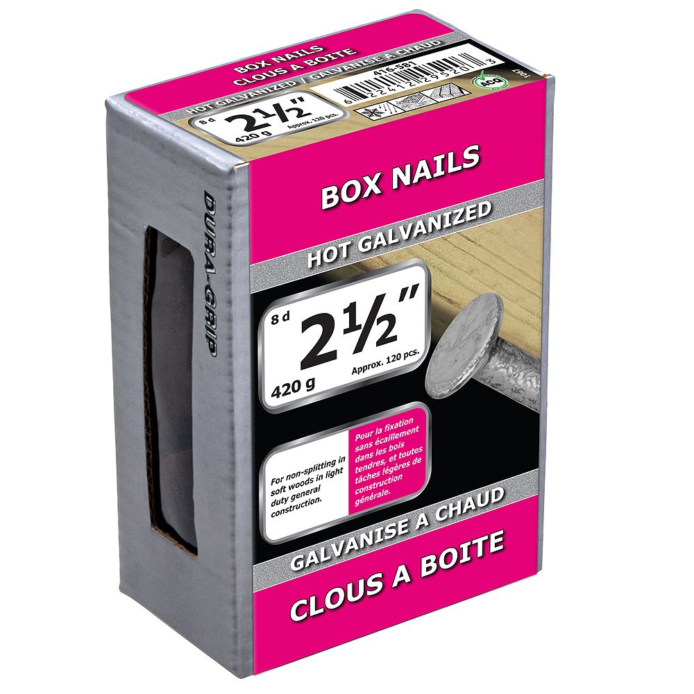 Paulin 2-1/2-inch (8d) Box Nails Hot Galvanized - 420g (approx. 121 pcs ...