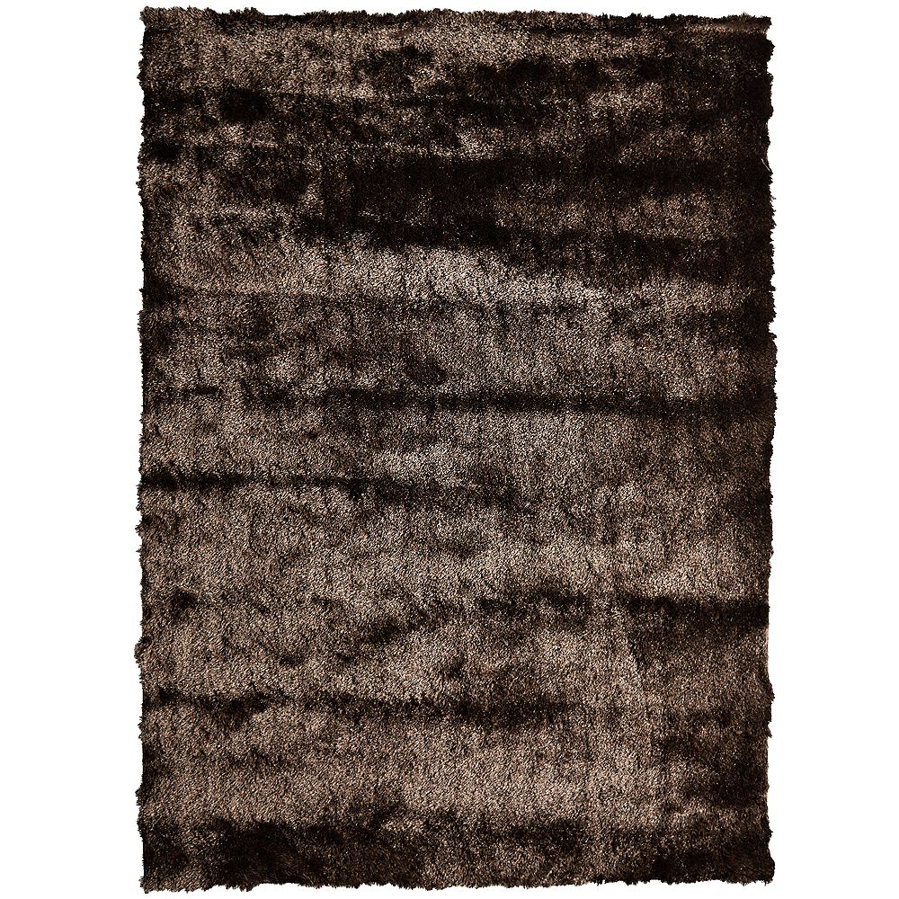 Lanart Rug Silky Brown 9 ft. x 12 ft. Indoor Shag Rectangular Area Rug ...