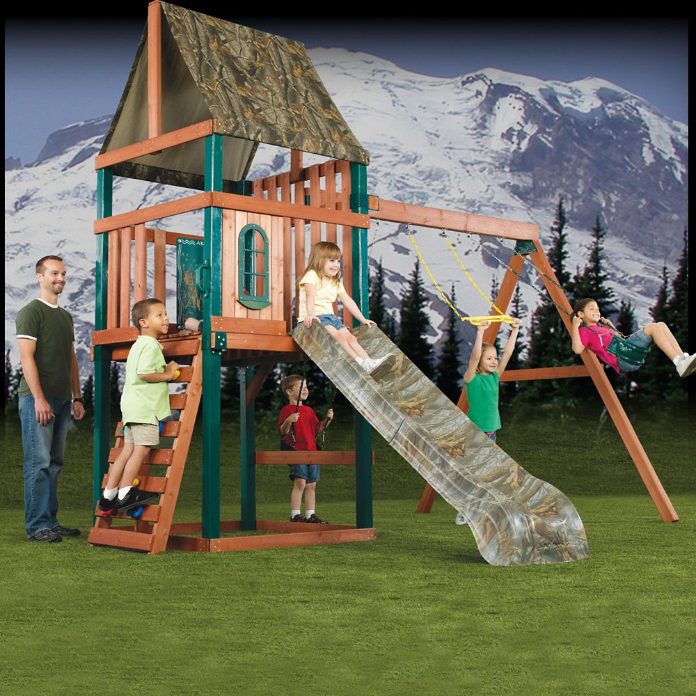 Timber-Bilt Real Tree Woodsman Wood Complete Play Set | The Home Depot ...