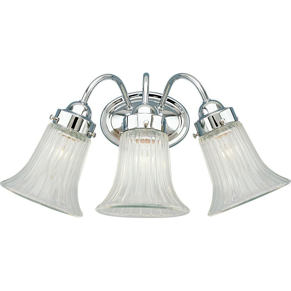 Progress Lighting Fluted Glass Collection Chrome 3-light Wall Bracket ...