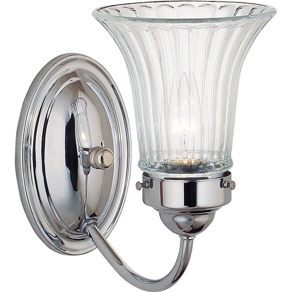 Progress Lighting Fluted Glass Collection Chrome 1-light Wall Bracket ...