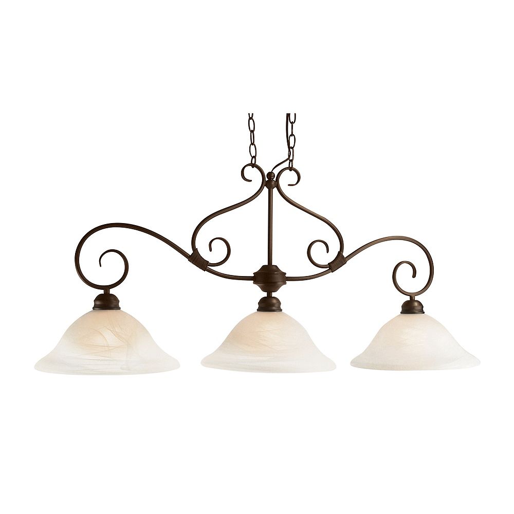 Bel Air Lighting Bronze with Marbled Glass 3 Down Light Island pendant ...