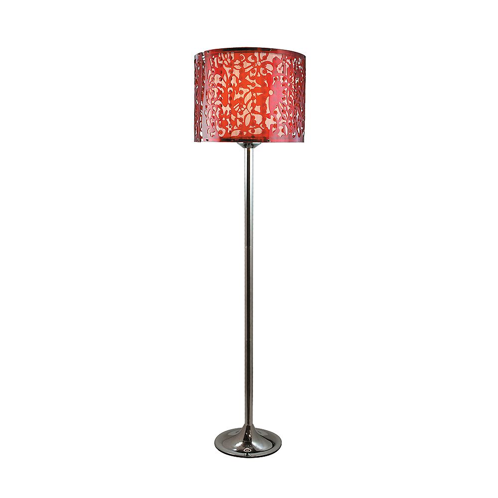 Bel Air Lighting Paisley Acrylic Shade and Bead Floor Lamp - Red Red ...