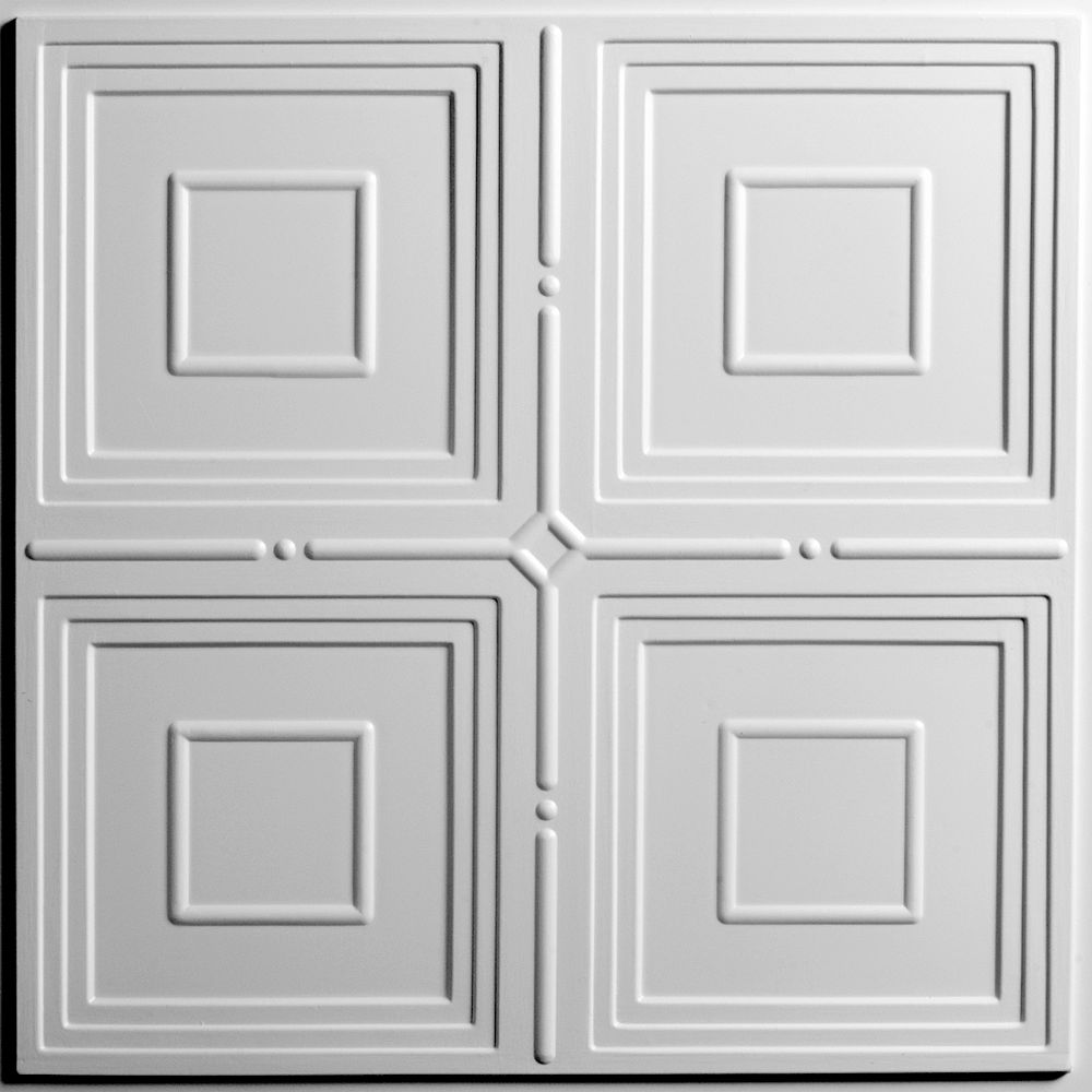Ceilume Jackson White Ceiling Tile, 2 Feet x 2 Feet Lay-in or Glue up ...