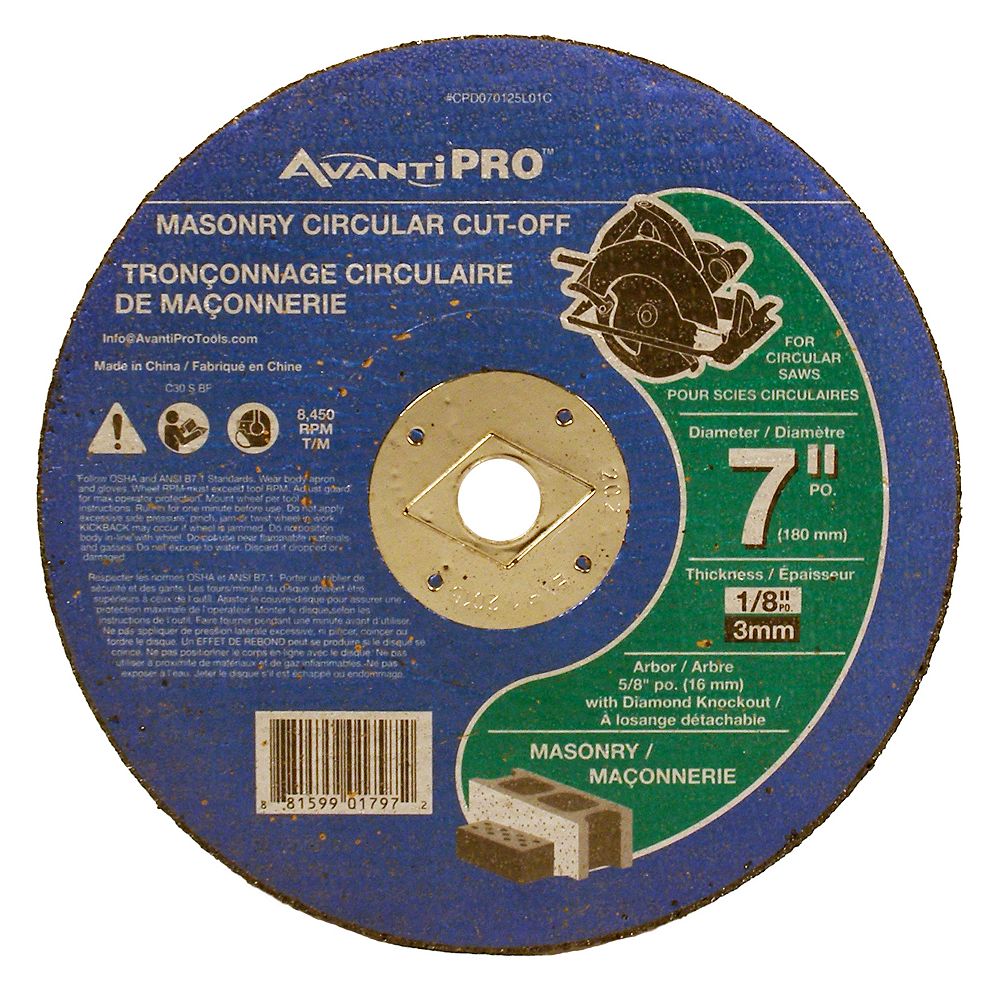 Avanti Pro 7-inch x 1/8-inch x 5/8-inch Circular Saw Cut Off Wheel/Disc ...