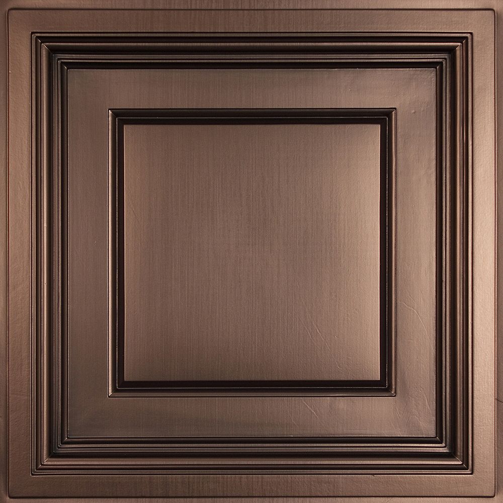 Ceilume Madison Faux Bronze Coffered Ceiling Tile, 2 Feet x 2 Feet Lay ... Ceilume Madison Faux Bronze Coffered Ceiling Tile, 2 Feet x 2 Feet Lay ...