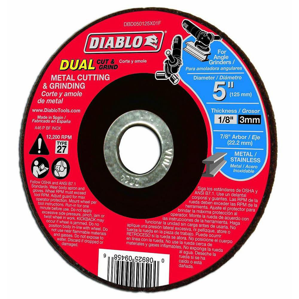 Diablo 5-inch x 1/8-inch x 7/8-inch Type 27 Cut Off Grinder Wheel/Disc ...