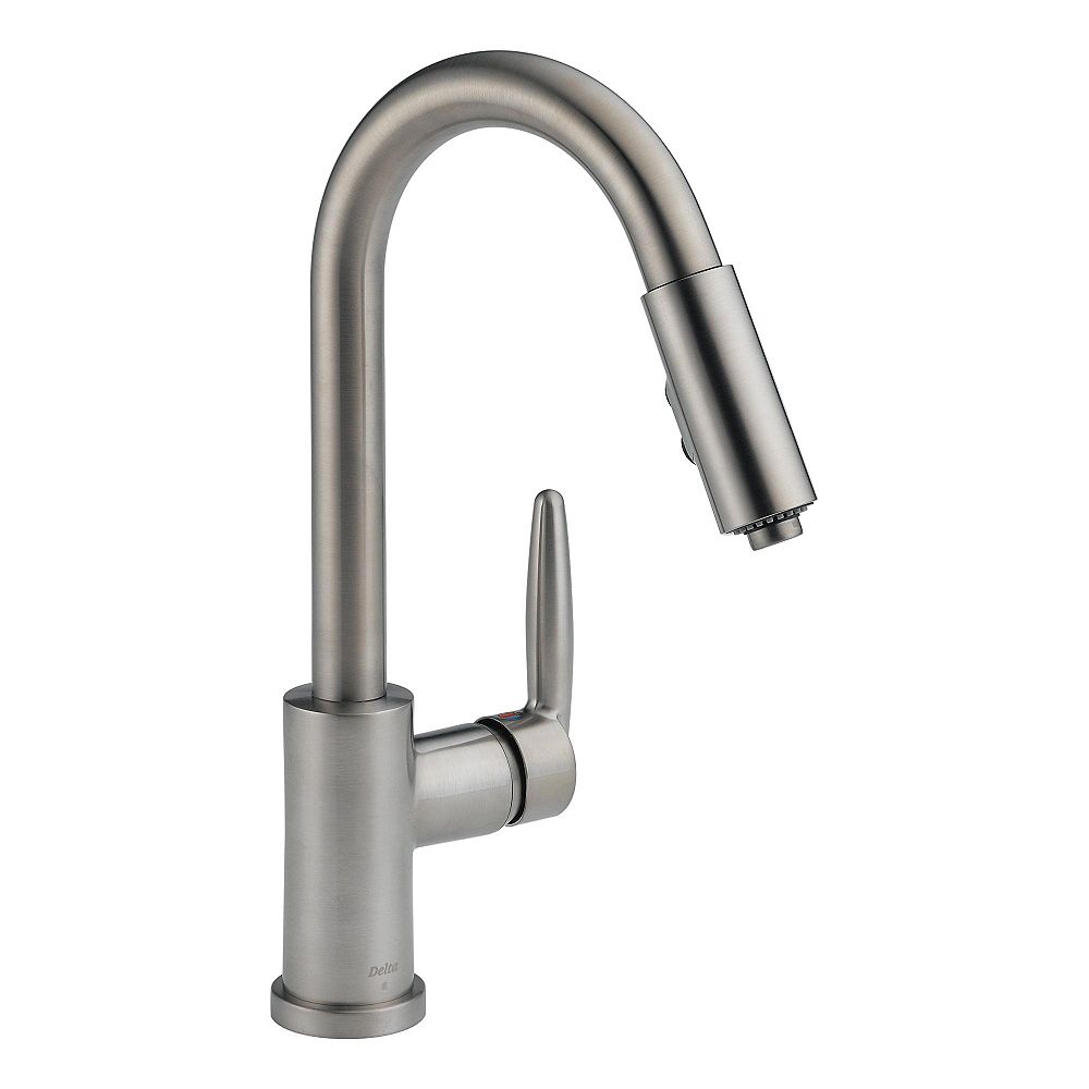 Delta Grail Single-Handle Pull-Down Sprayer Kitchen Faucet in Stainless ...