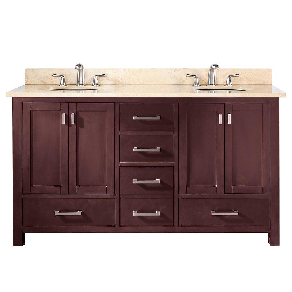 Avanity Modero 61-inch W 5-Drawer Freestanding Vanity in Brown With ...