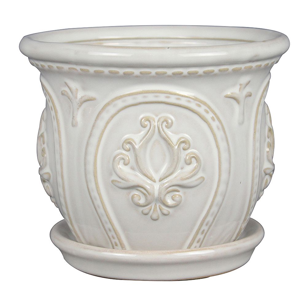 Trendspot 8 inch Classical Ornate Ceramic Planter,White | The Home ...
