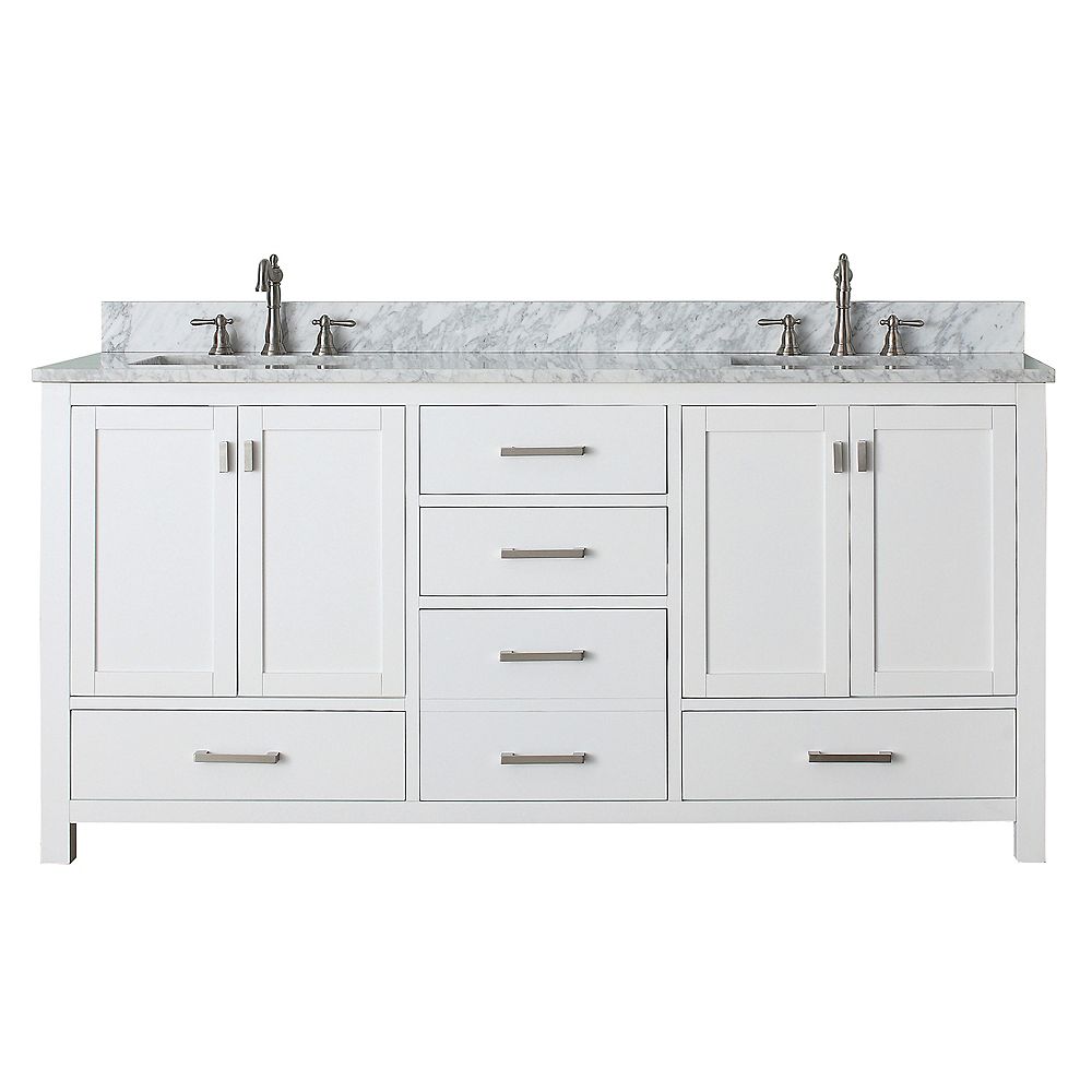 Avanity Modero 73-inch W 5-Drawer Freestanding Vanity in White With ...