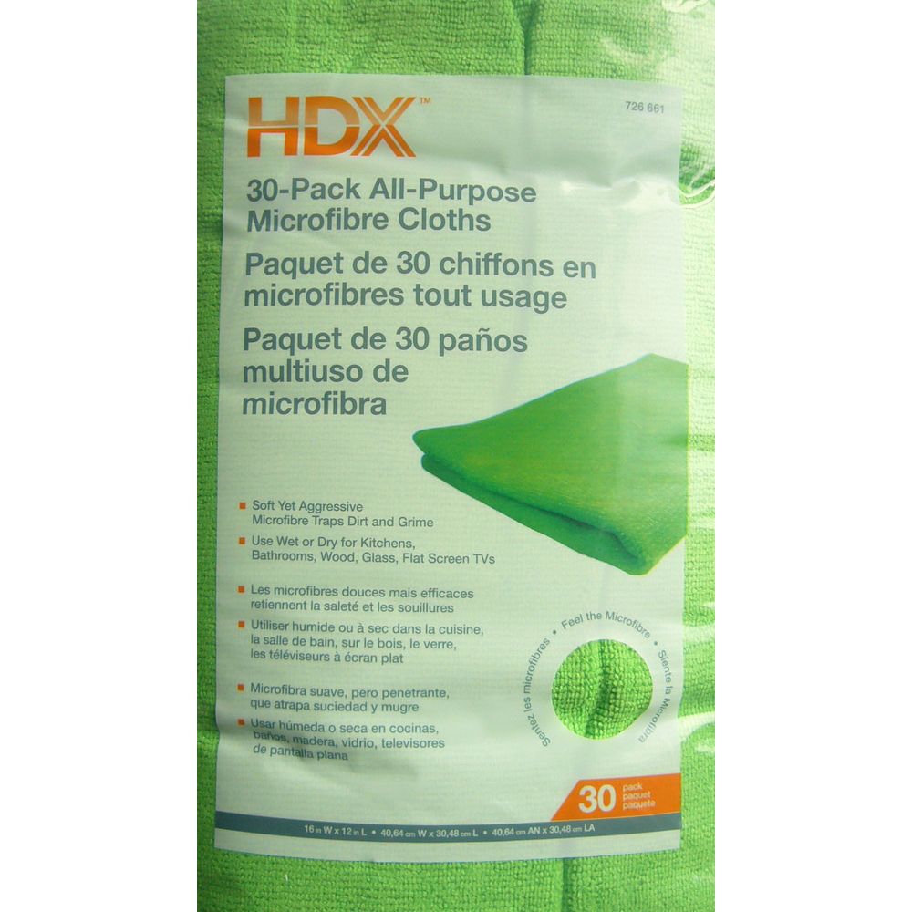 HDX 16-inch x 12-inch All-Purpose Microfiber Cloth (30-Pack) | The Home ...