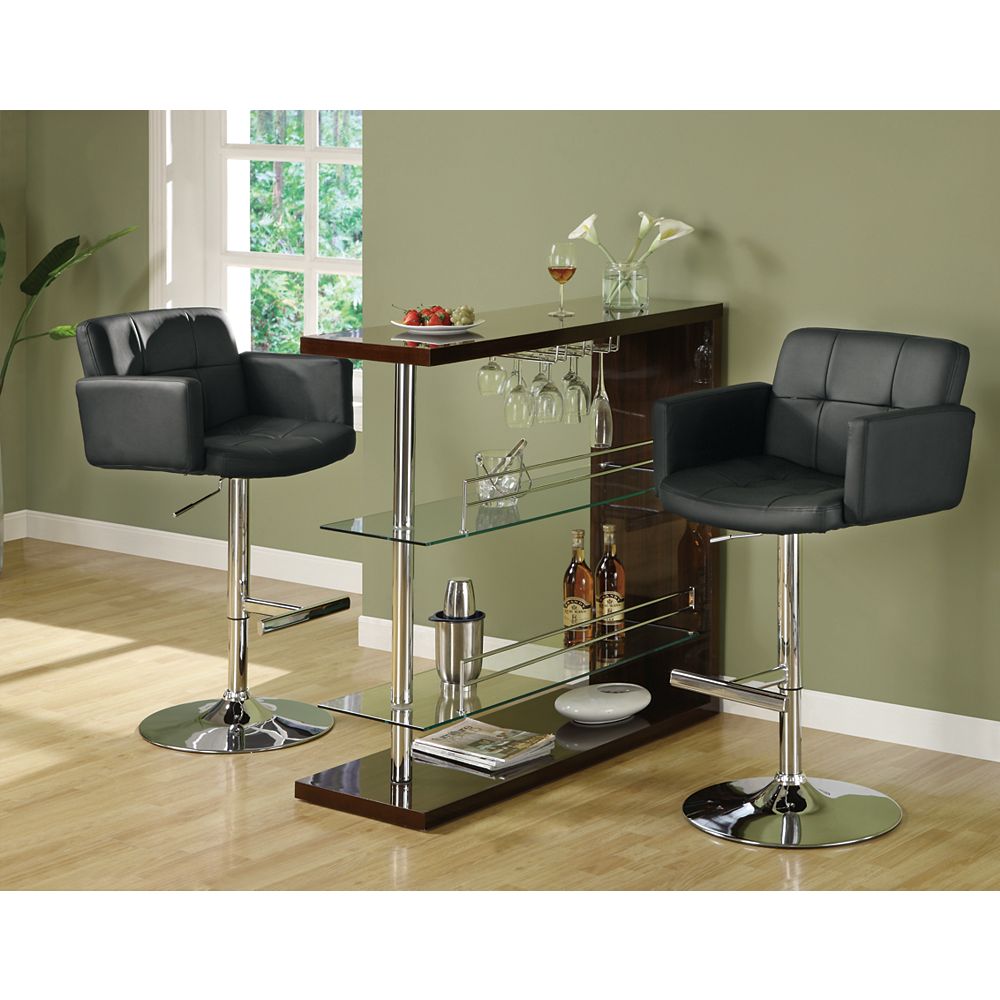 Monarch Specialties Chrome Metal 48 Inch Long Bar Table - Cappuccino ...