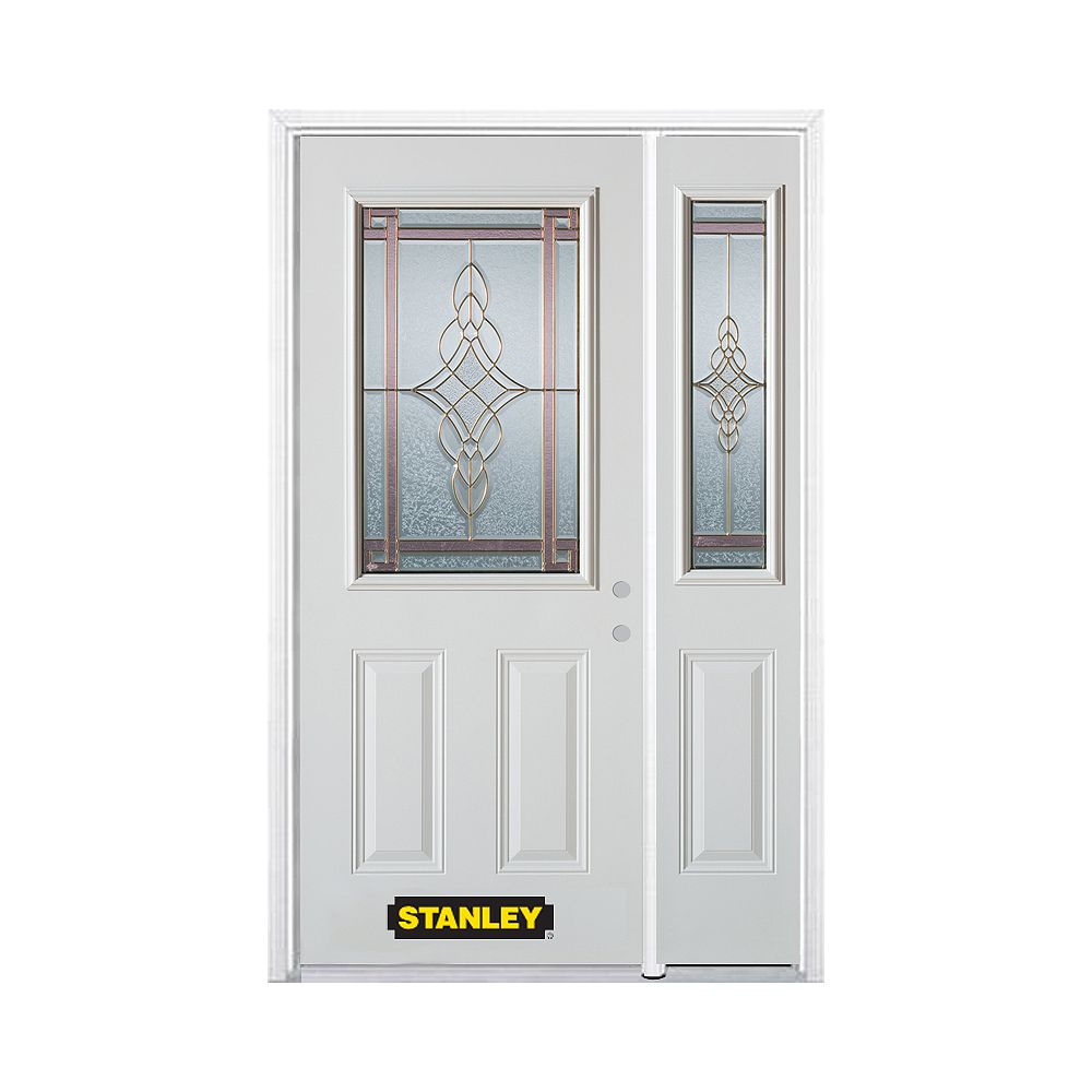 STANLEY Doors 50.25 inch x 82.375 inch Milano Brass 1/2 Lite 2-Panel ...