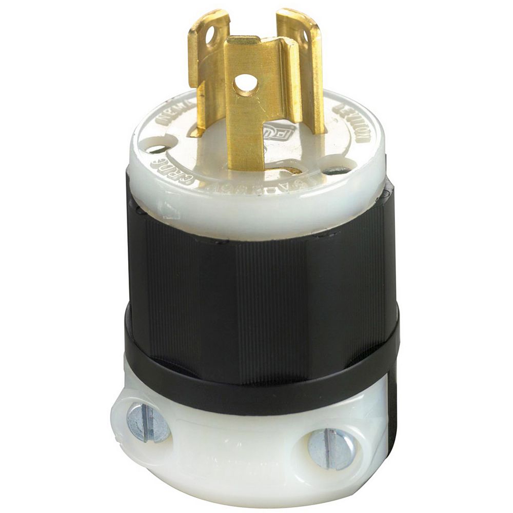 Leviton Locking Plug 2 Pole 3 Wire 15A-250V, in Black | The Home Depot ...