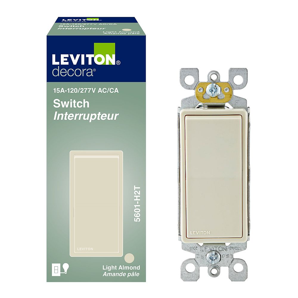 Leviton Decora Rocker Switch Single Pole 15A-120V, in Light Almond ... Leviton Decora Rocker Switch Single Pole 15A-120V, in Light Almond ...