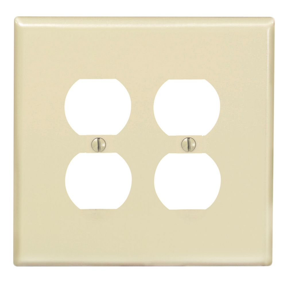 Leviton 2-Gang Midway Nylon Duplex Receptacle wall plate, in Ivory ...