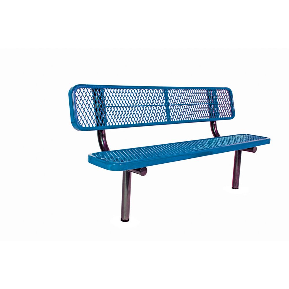 UltraSite 6 ft. Commercial In-Ground Bench with Back in Blue | The Home ...