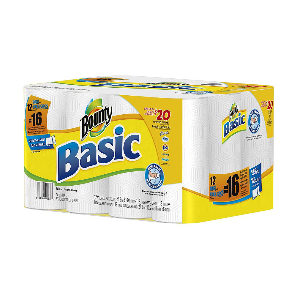 Bounty Basic, White - 12 Roll | The Home Depot Canada