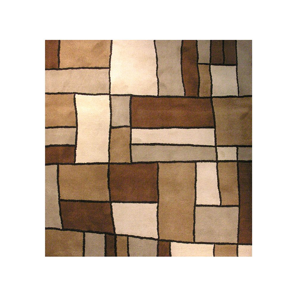 Lanart Rug Picasso Brown 5 ft. x 5 ft. Indoor Contemporary Square Area ...